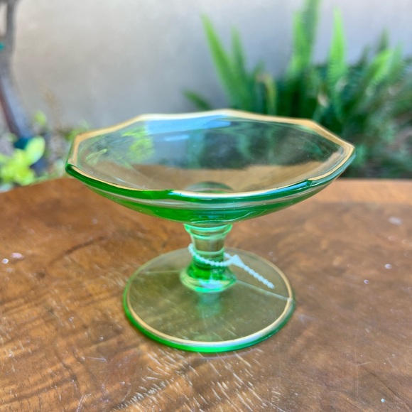 Accents | Vintage Cheese Stand By Cambridge Glass Decagon Green Light ...